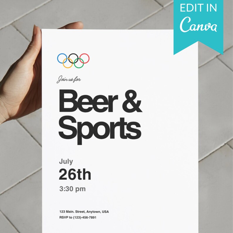 Olympics Party Invitation Editable Canva Template Sports Party Invite ...