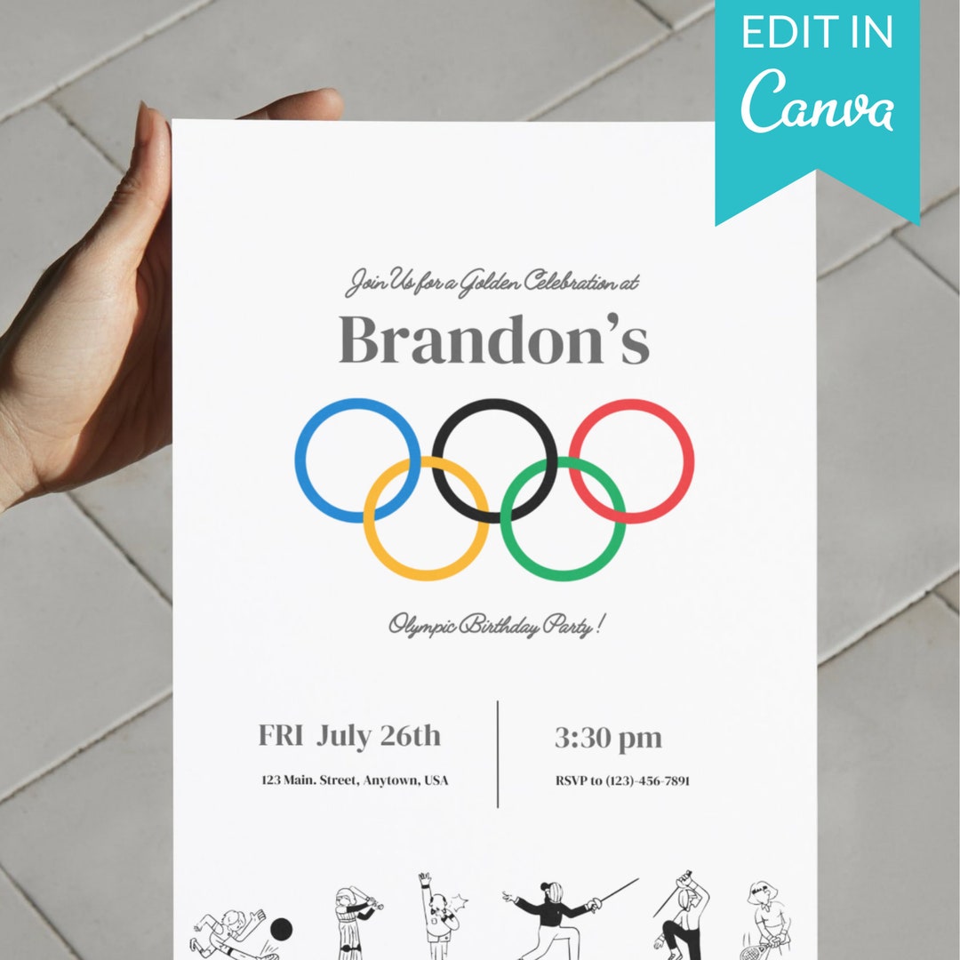 Kids Olympics Party Invitation Editable Canva Template Sports Party ...