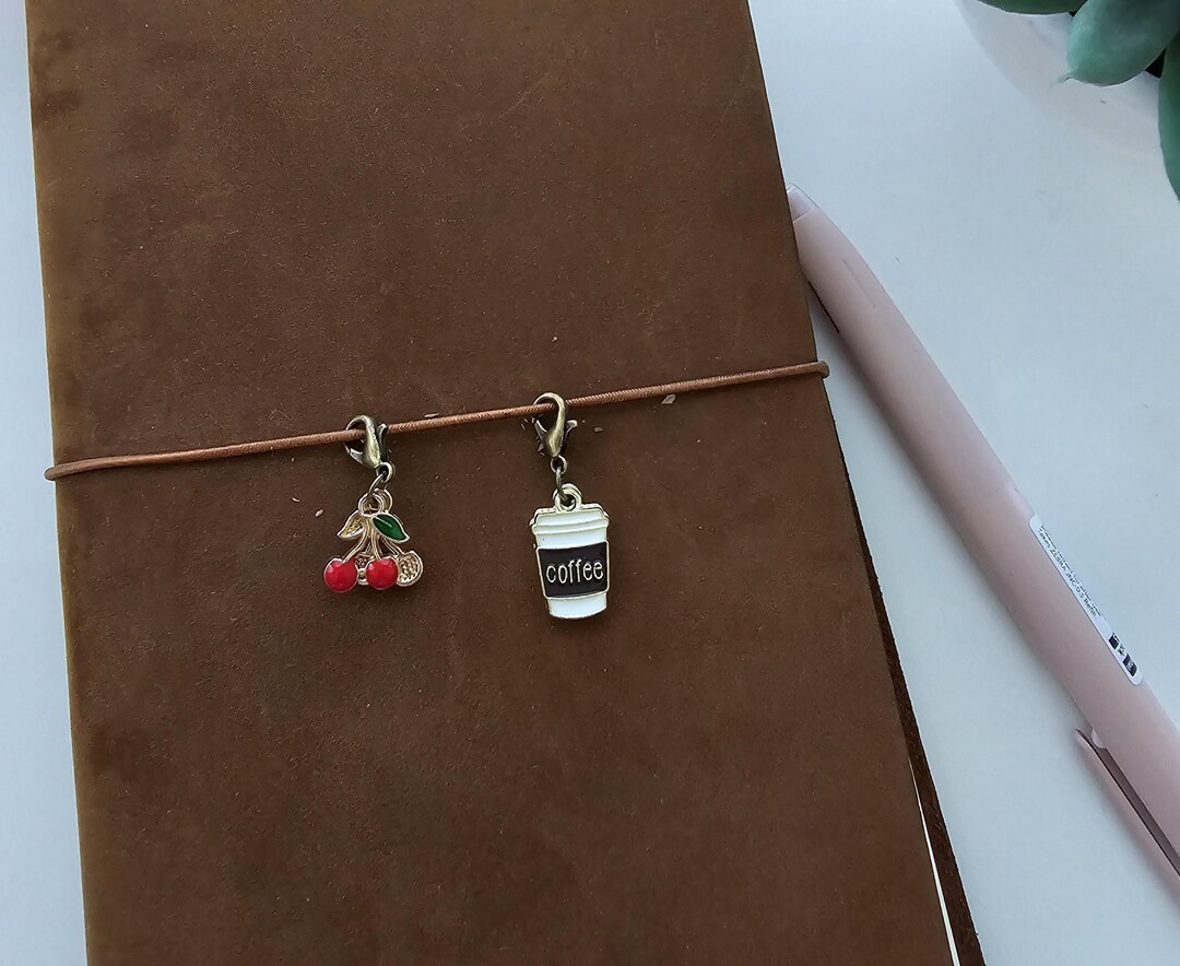 Cute Journal (coffee/cherry) Charms - Traveler's Journal/ Notebook ...