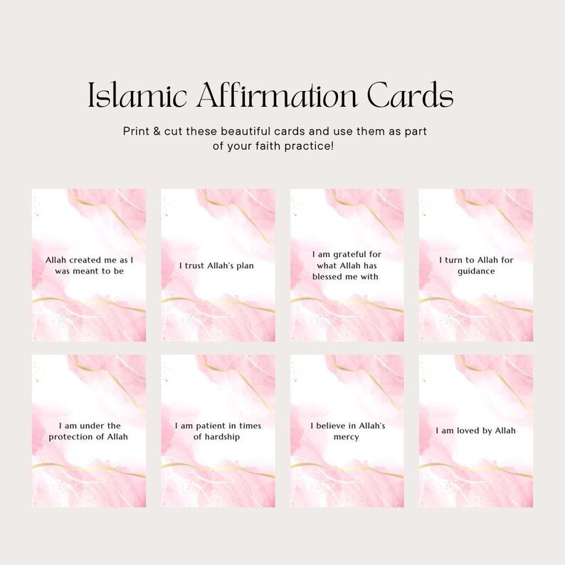 24 Printable/downloadable Islamic Affirmation Cards, Islamic Gratitude ...