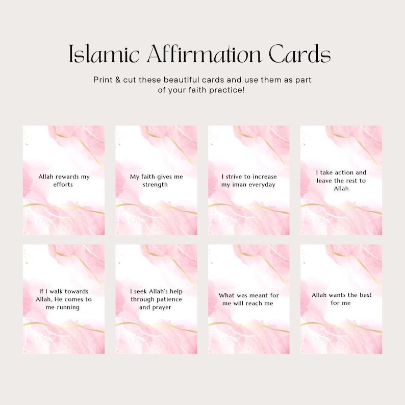 24 Printable/downloadable Islamic Affirmation Cards, Islamic Gratitude ...