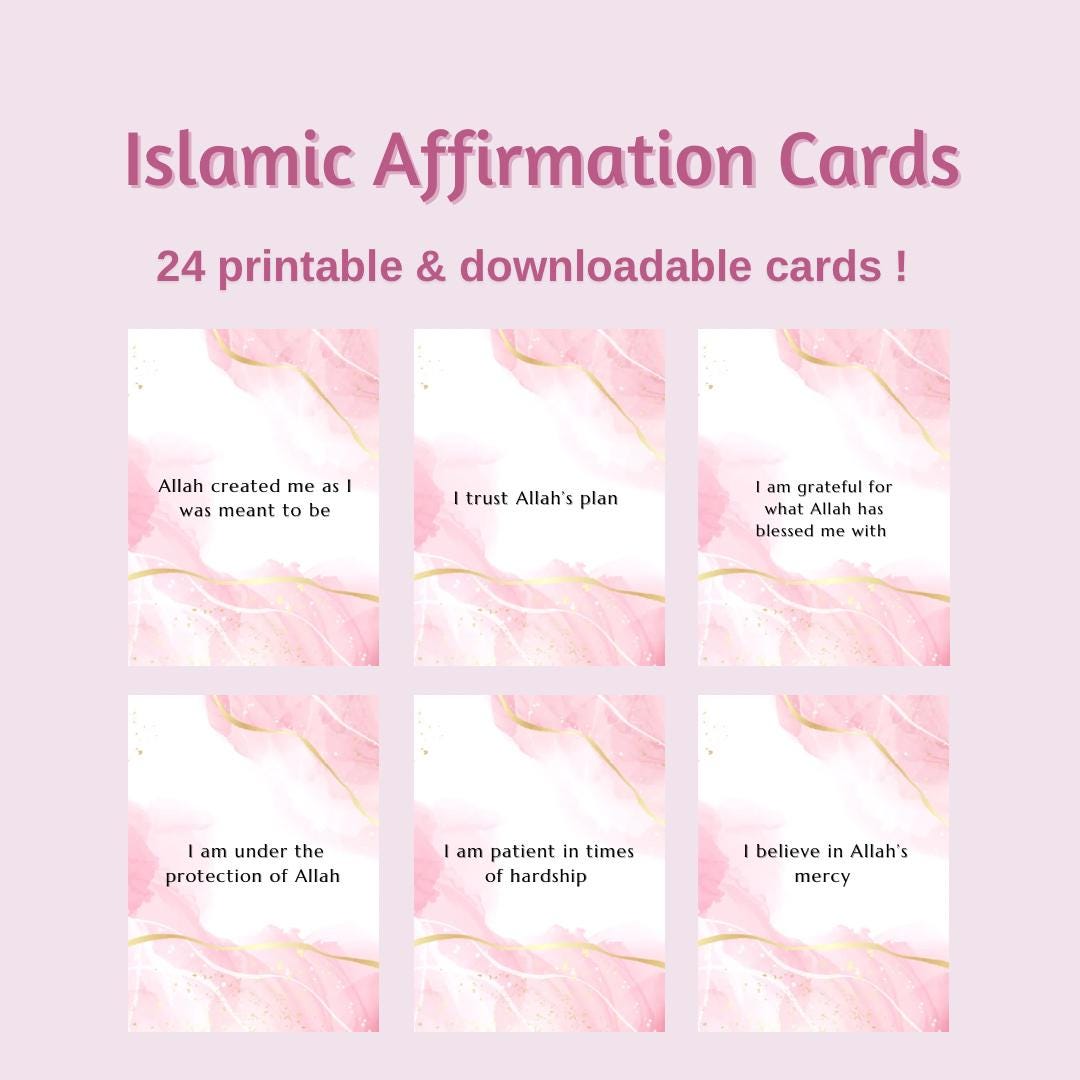 24 Printable/downloadable Islamic Affirmation Cards, Islamic Gratitude ...