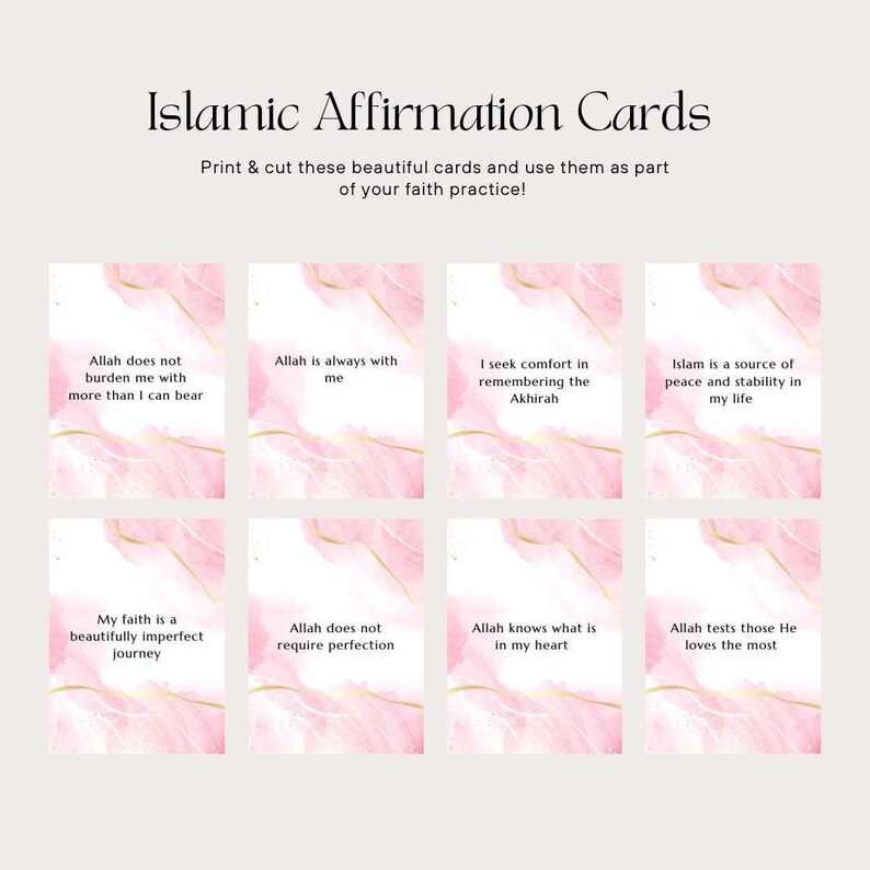 24 Printable/downloadable Islamic Affirmation Cards, Islamic Gratitude ...