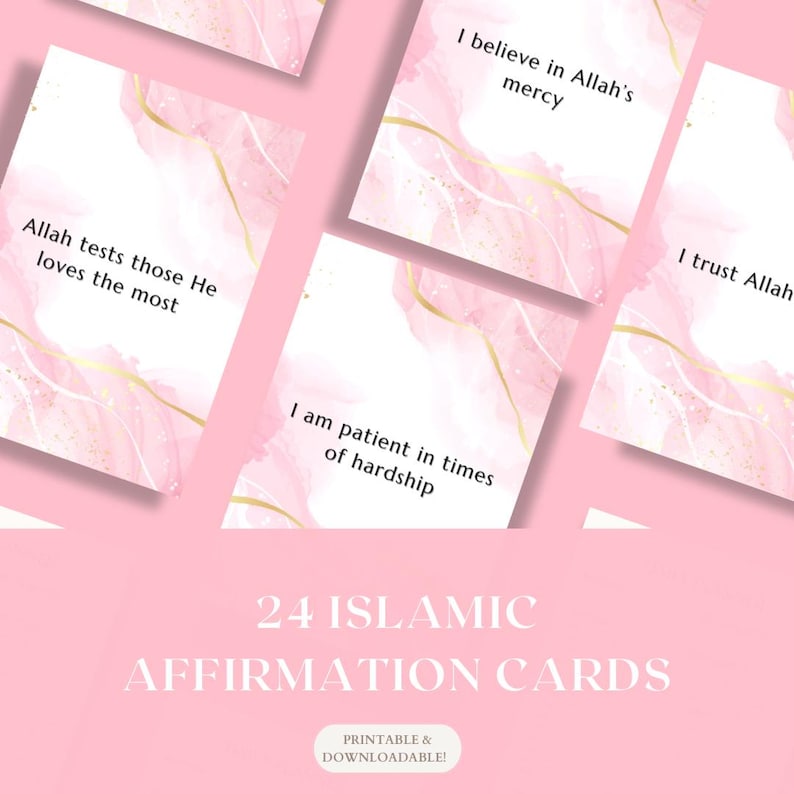 24 Printable/downloadable Islamic Affirmation Cards, Islamic Gratitude ...