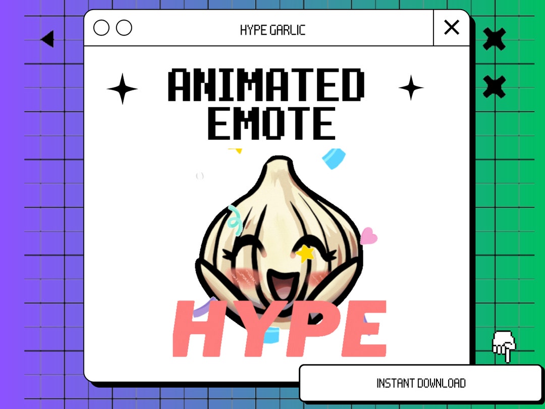 Adorable Chibi Garlic HYPE Emote With Confetti | Animated Emote for ...