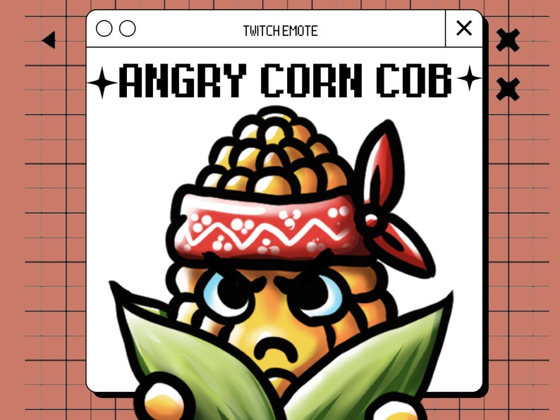 Angry Corn Cob Emote With Bandana Unique and Funny Twitch Emote for ...