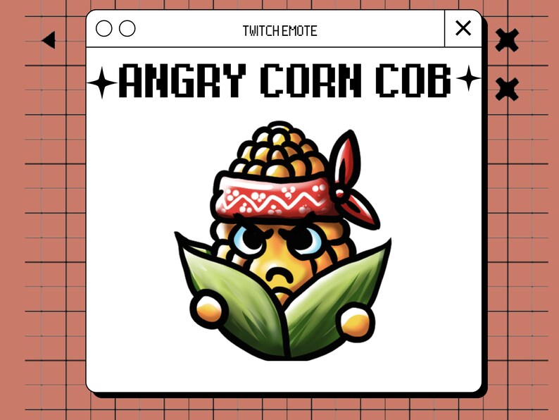 Angry Corn Cob Emote With Bandana Unique and Funny Twitch Emote for ...