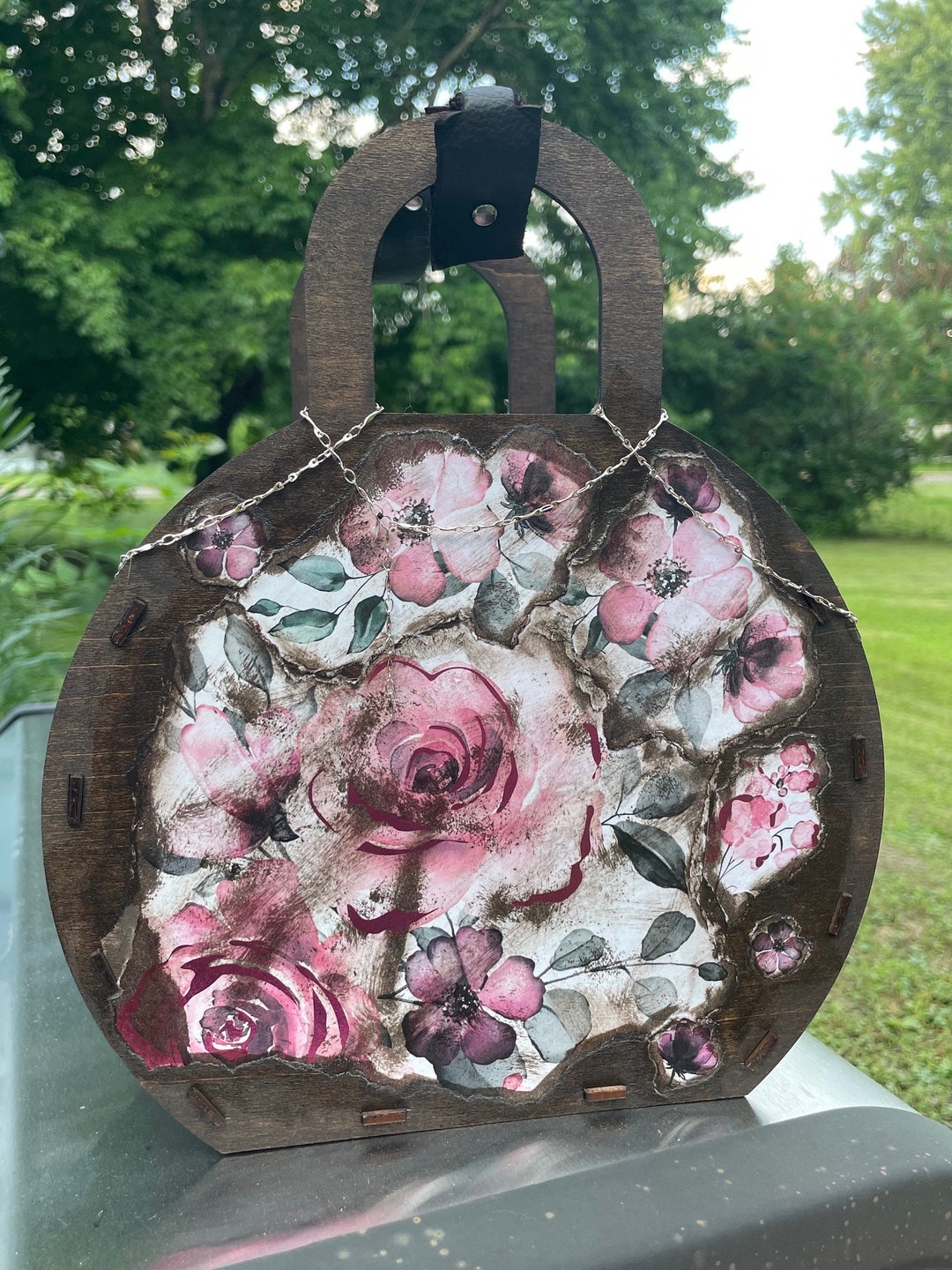 Wooden Purses, Specialty Tote, Vintage Style, Floral Vintage Bucket ...