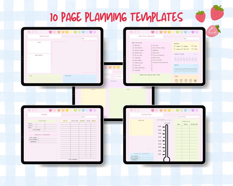 Cute Pink Digital Planner With Linked Tabs: Cottage Core | Goodnotes ...