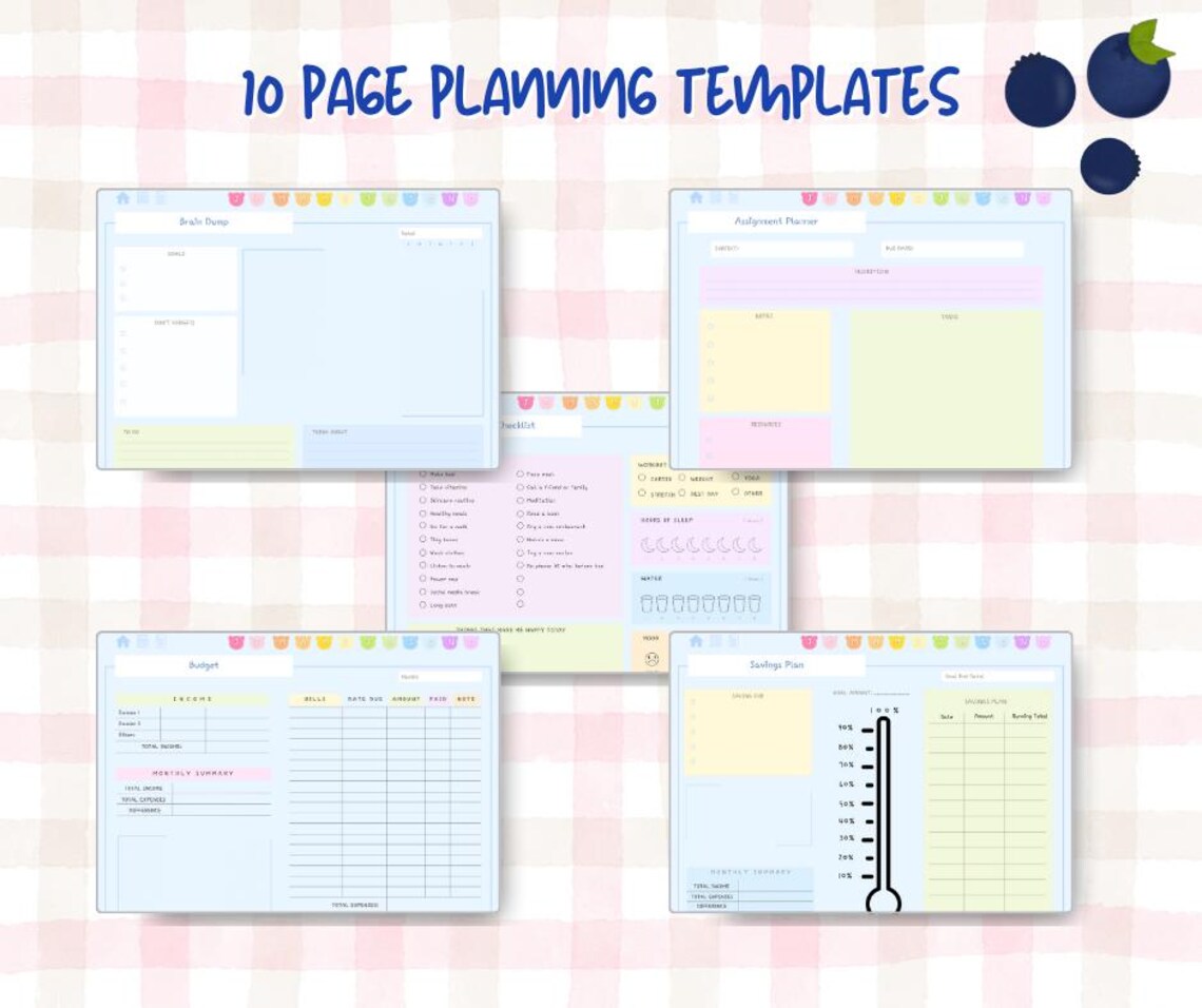 Cute Blue Digital Planner With Linked Tabs: Cottage Core | Goodnotes ...
