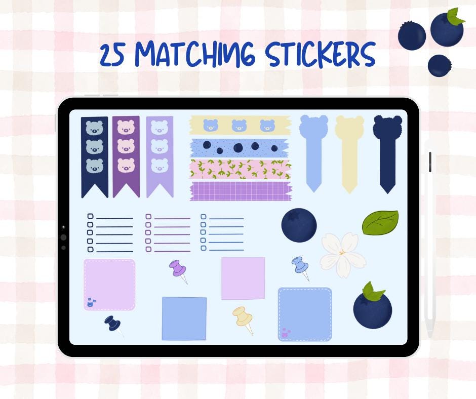 Cute Blue Digital Planner With Linked Tabs: Cottage Core | Goodnotes ...