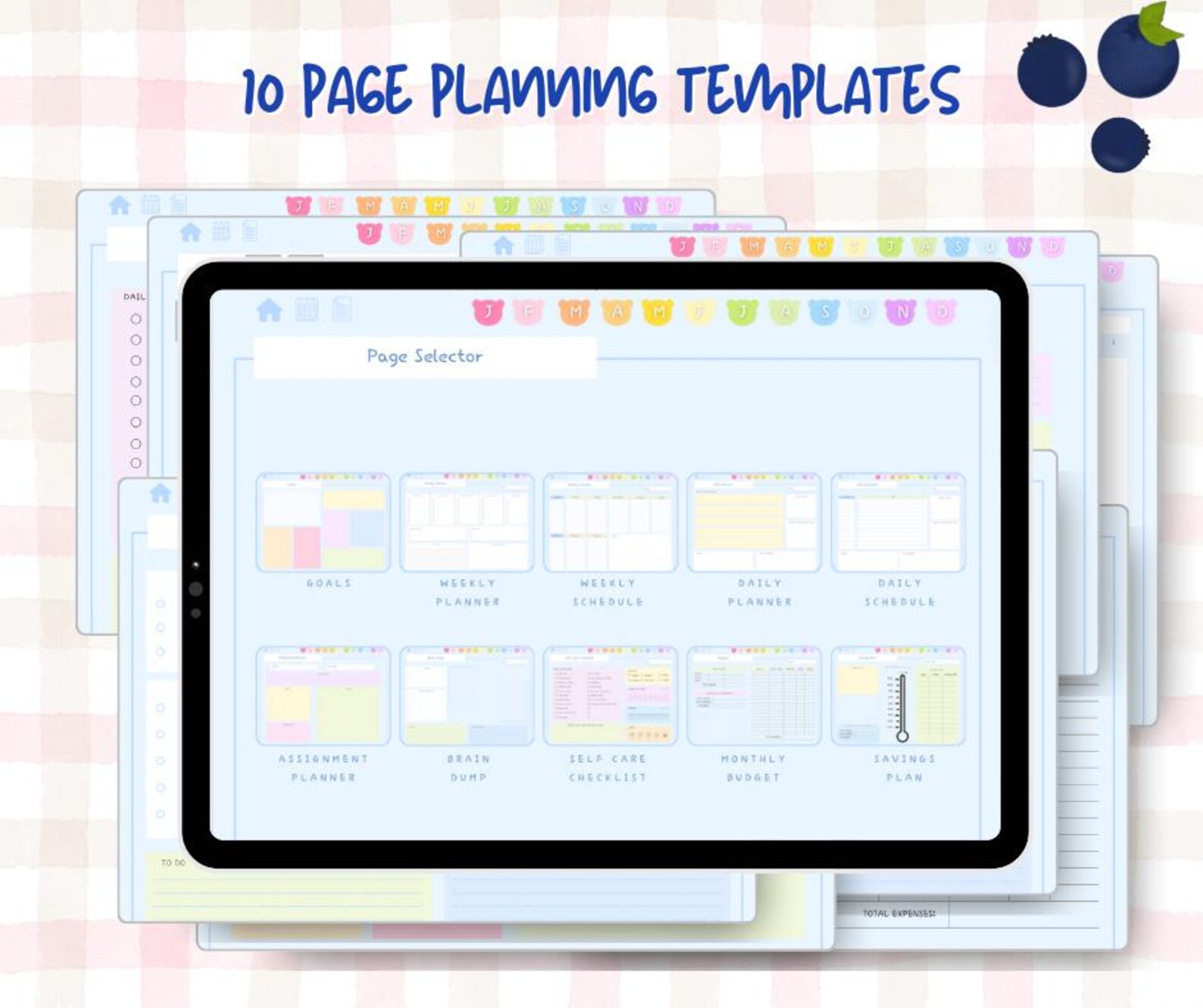 Cute Blue Digital Planner With Linked Tabs: Cottage Core | Goodnotes ...