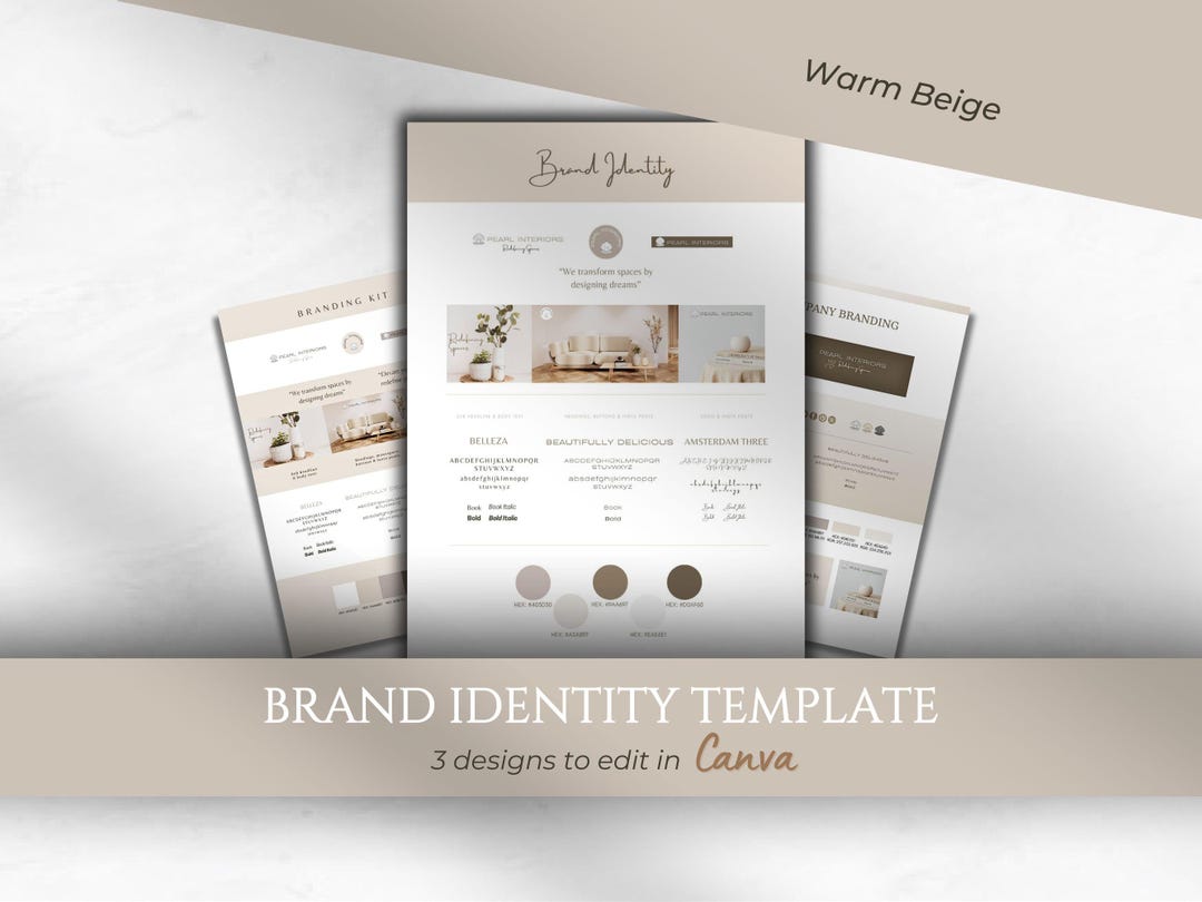 Editable Branding Kit Template in Neutral Beige • DIY Brand Identity ...