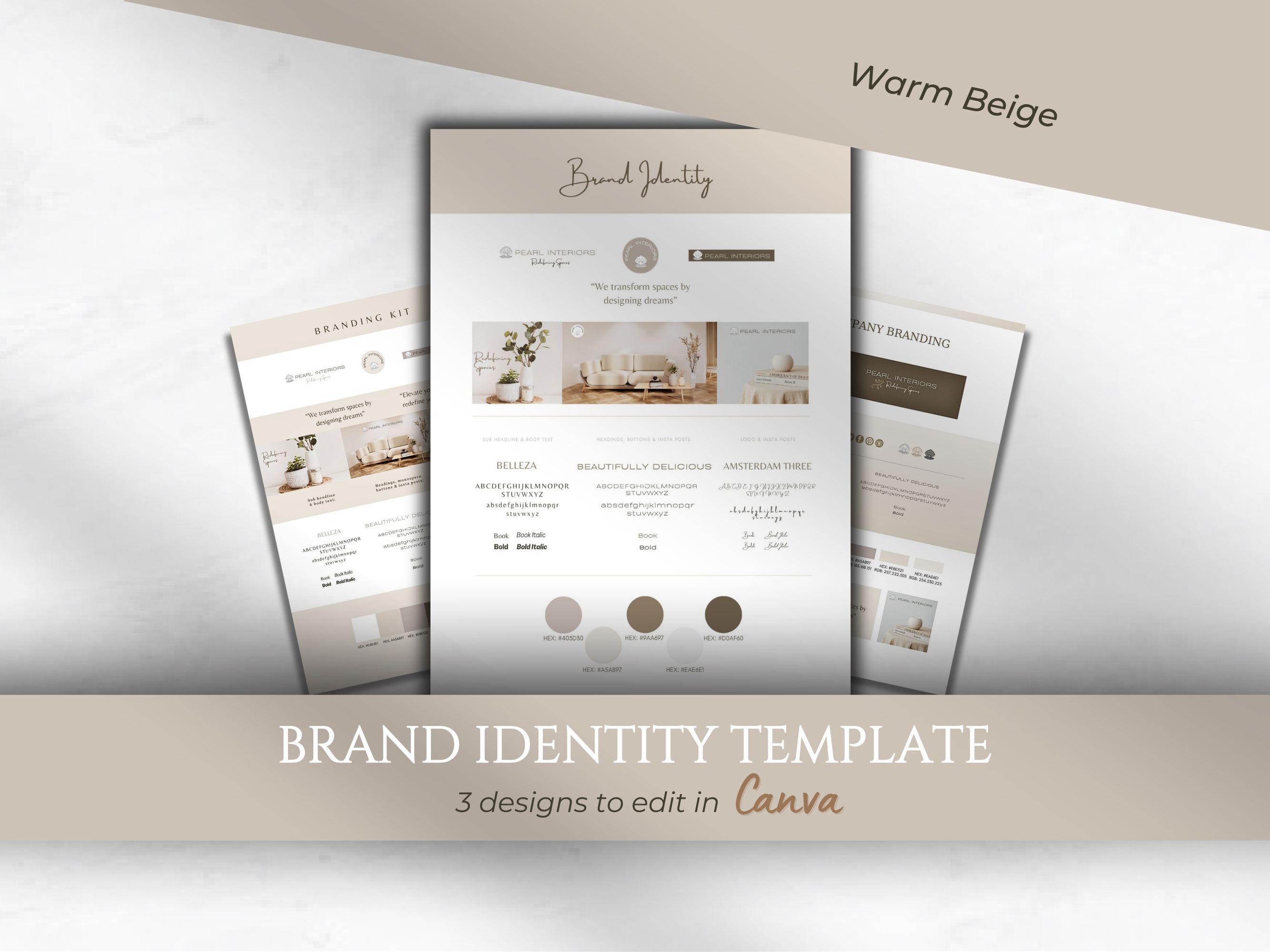 Editable Branding Kit Template in Neutral Beige • DIY Brand Identity ...