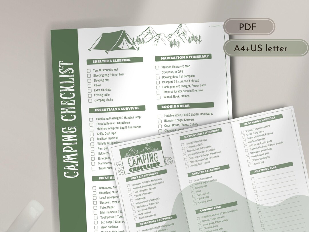 Printable Camping Checklist PDF for Camping Holiday • Vintage Camping ...