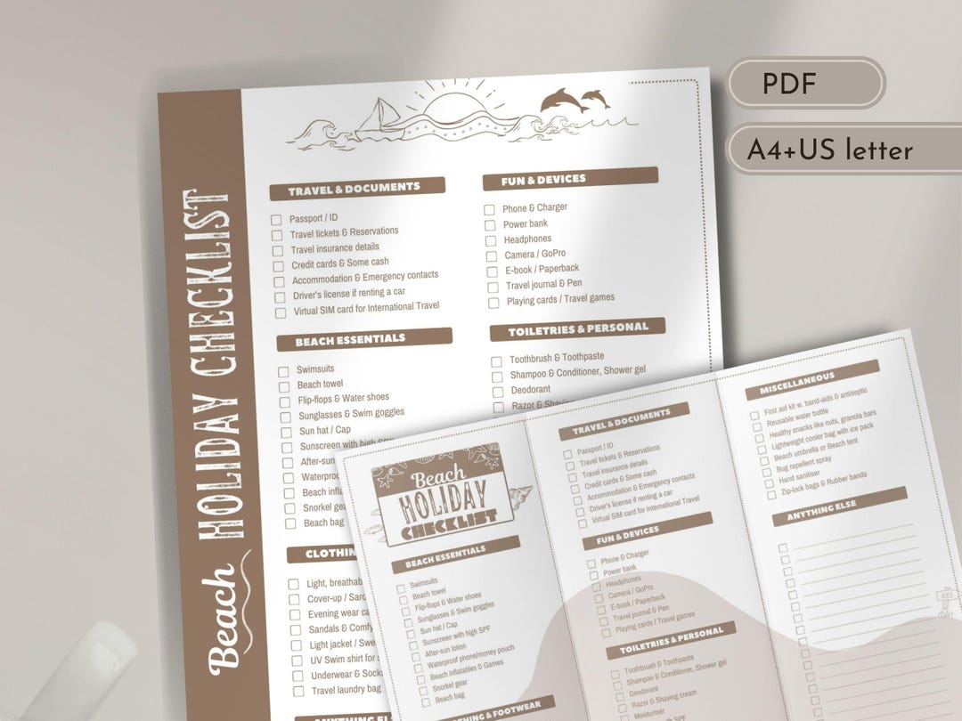 Printable Summer Holiday Checklist PDF for Packing Essentials • Vintage ...