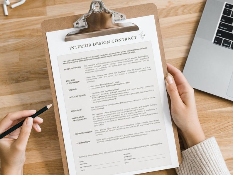 Interior Design Contract Template • Simple E-design Agreement Editable ...