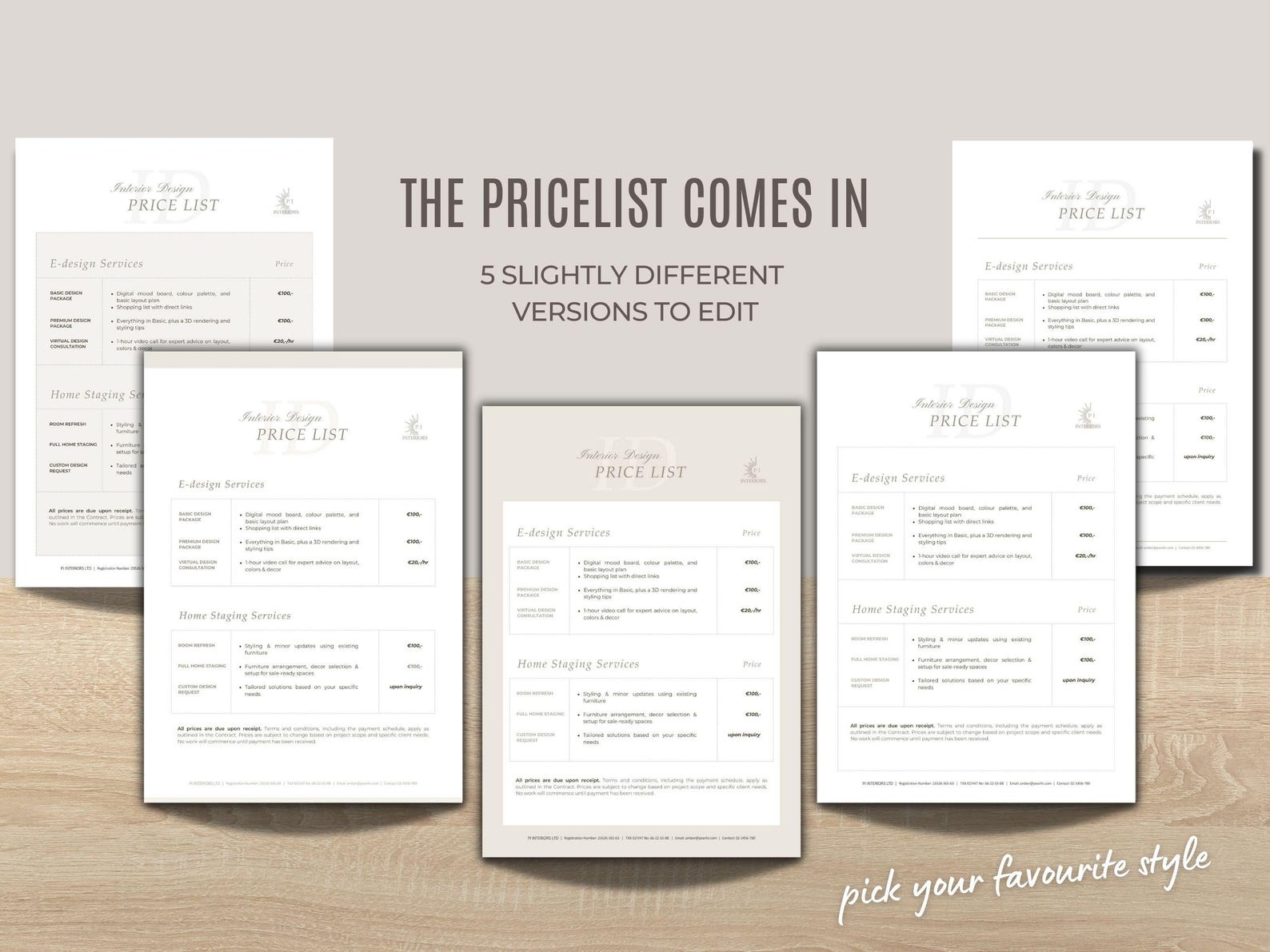 Interior Design Price List Template: Editable E-design Services (canva ...