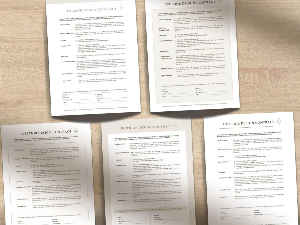Interior Design Contract Template • Simple E-design Agreement Editable ...