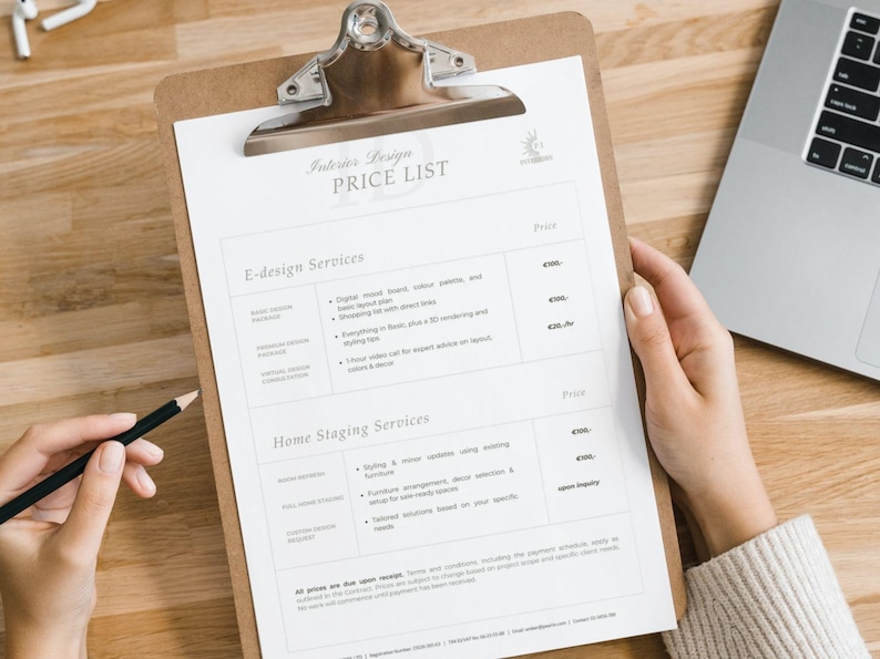 Interior Design Price List Template: Editable E-design Services (canva ...