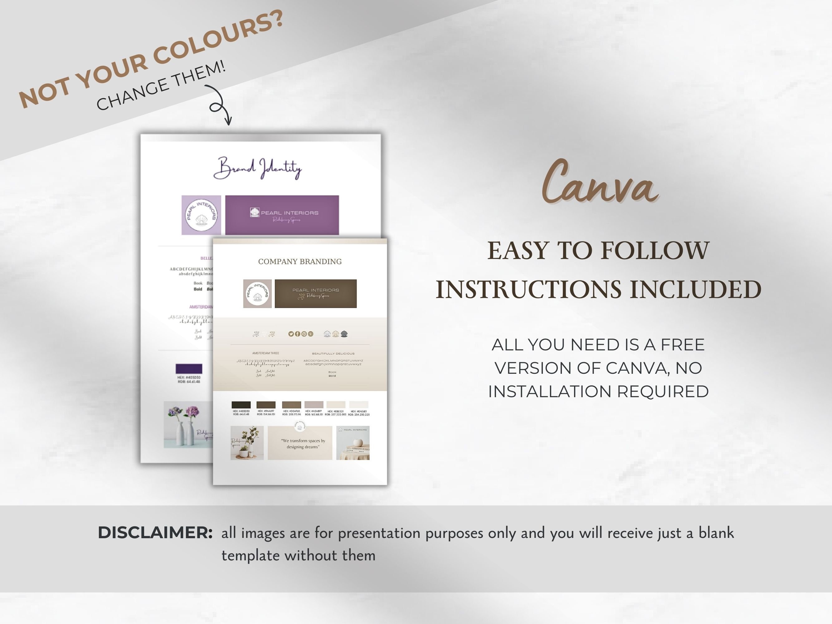 Editable Branding Kit Template in Neutral Beige • DIY Brand Identity ...