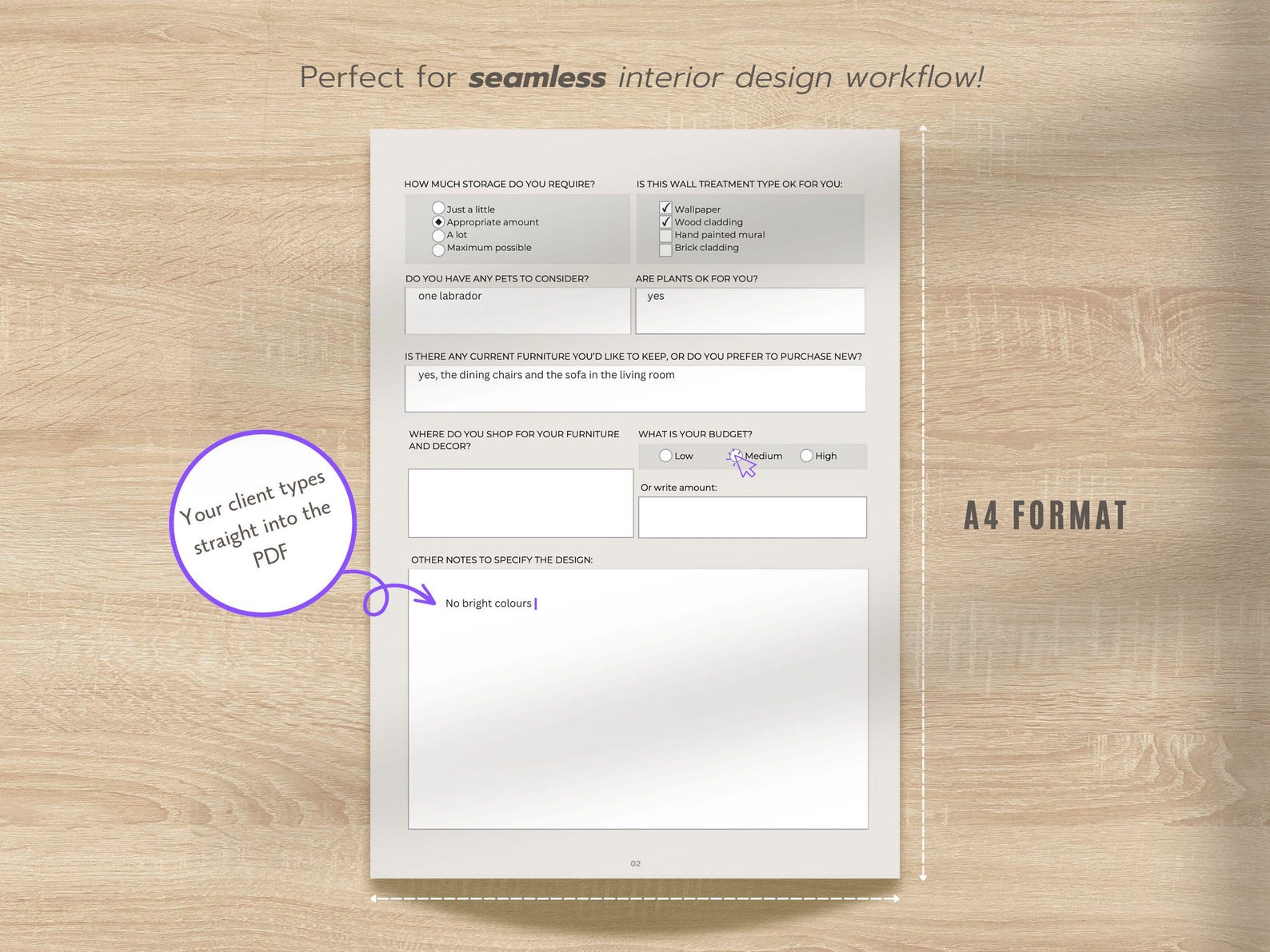 Interior Design Client Questionnaire: Digital Survey Form & Onboarding ...