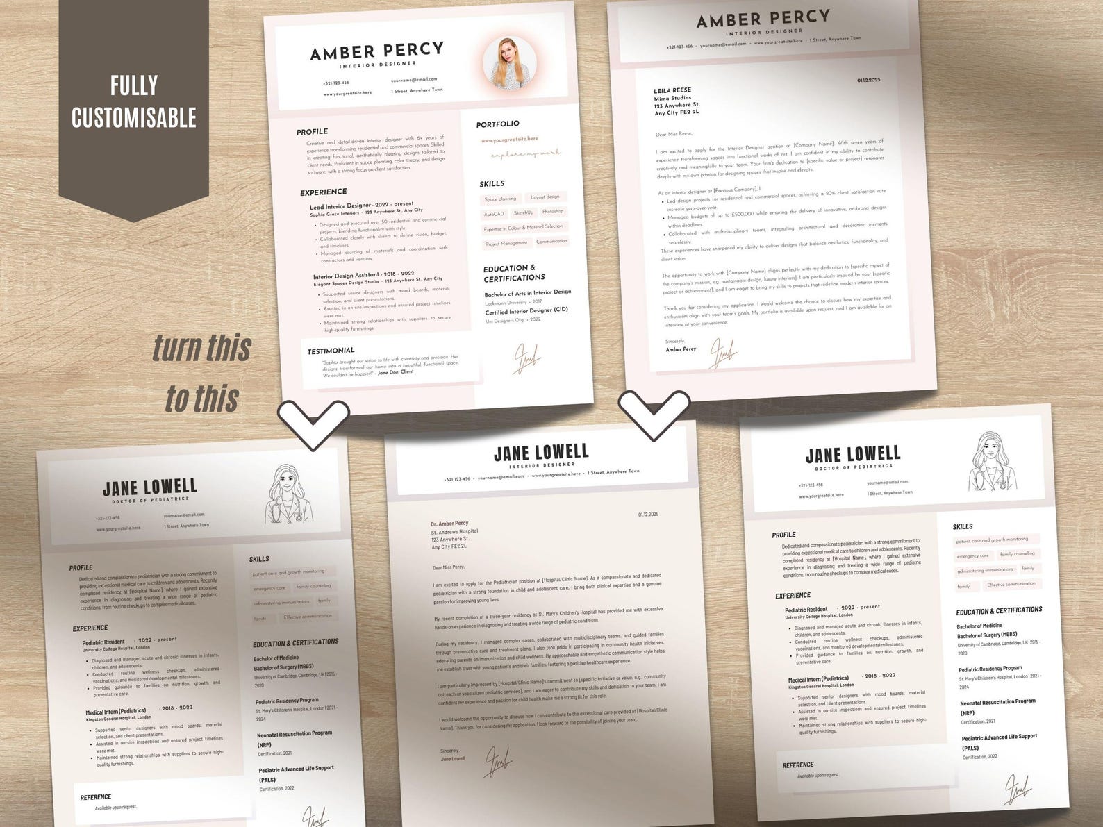 Elegant Blush Pink Resume Template: Editable CV Design for Woman (canva ...