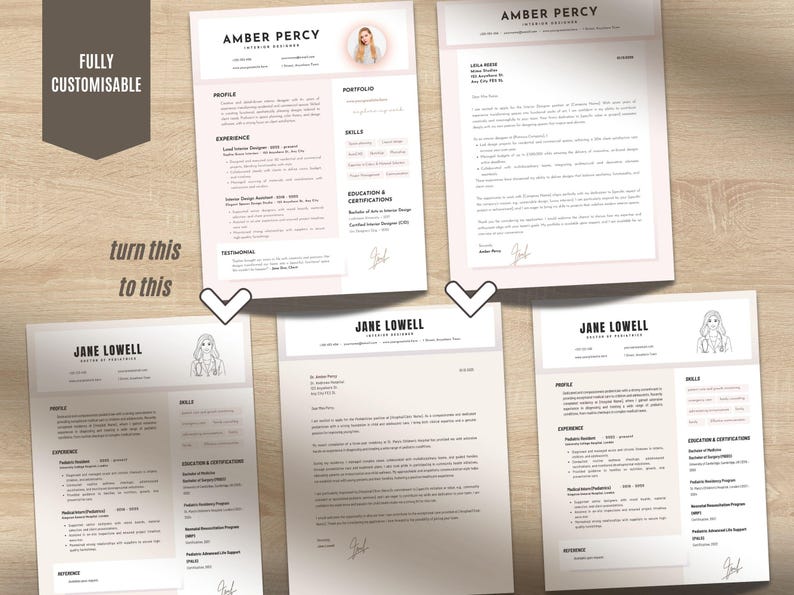 Elegant Blush Pink Resume Template: Editable CV Design for Woman (canva ...