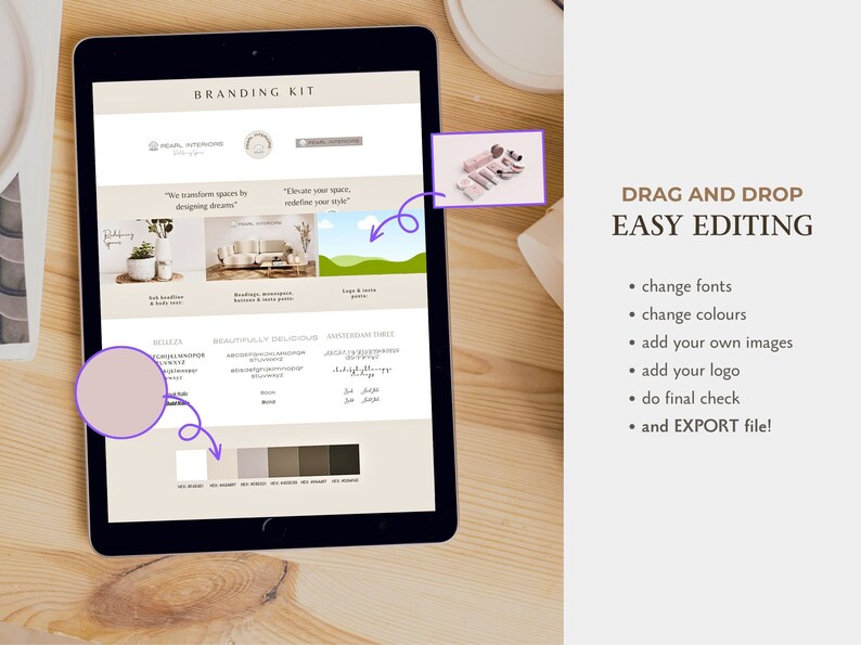 Editable Branding Kit Template in Neutral Beige • DIY Brand Identity ...