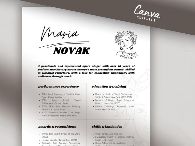 Artistic Resume Template Canva Editable CV for Creatives Plain Resume ...