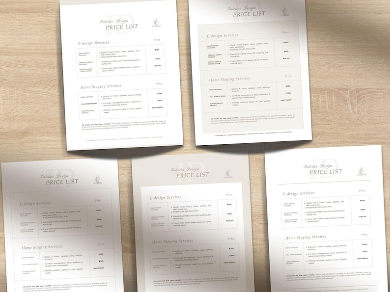 Interior Design Price List Template: Editable E-design Services (canva ...