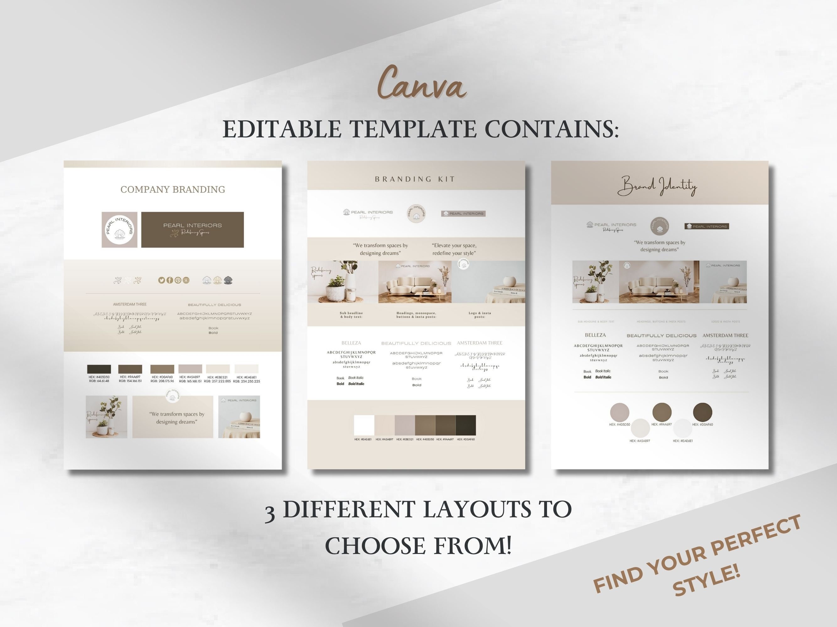 Editable Branding Kit Template in Neutral Beige • DIY Brand Identity ...