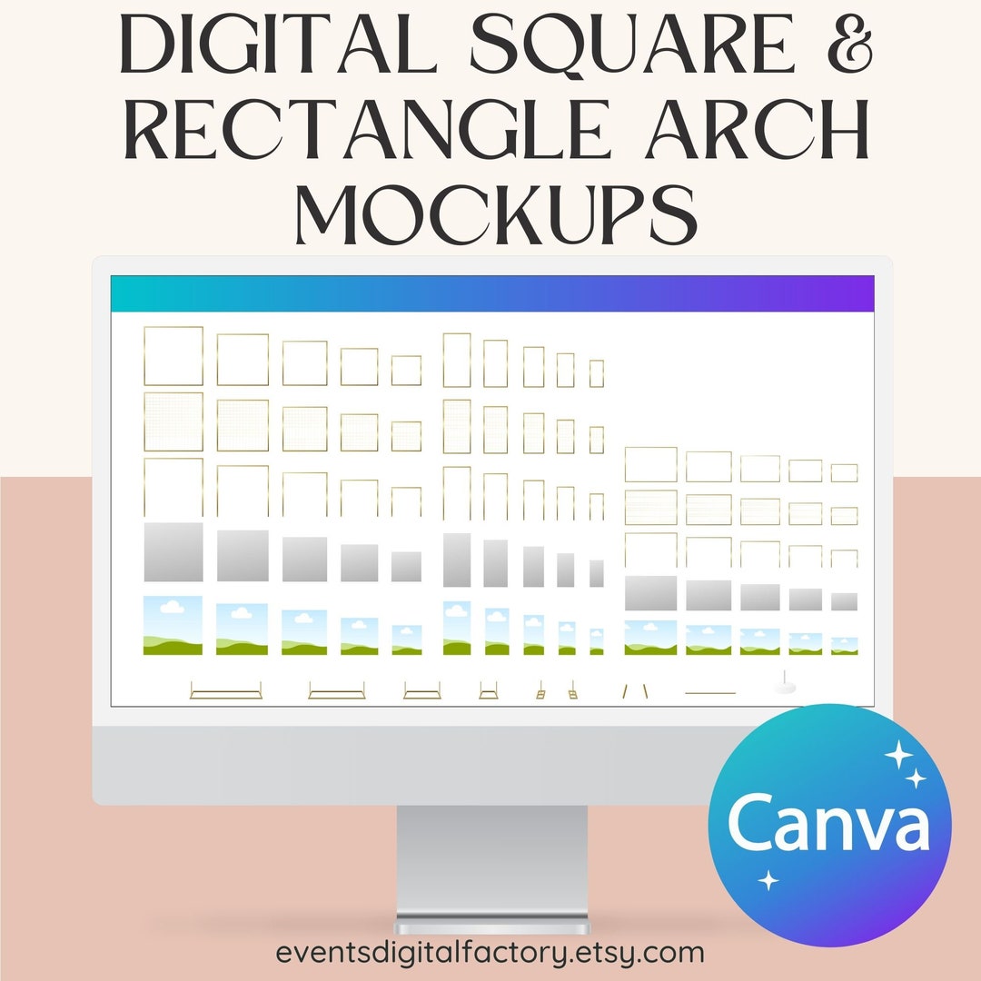 Digital Square Rectangle Arch Frames for Canva, Square Arch Mockups ...