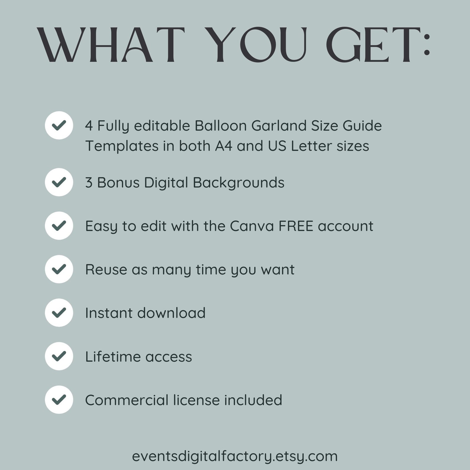 Balloon Garland Size Guide Template , Balloons Canva Template, Garland ...