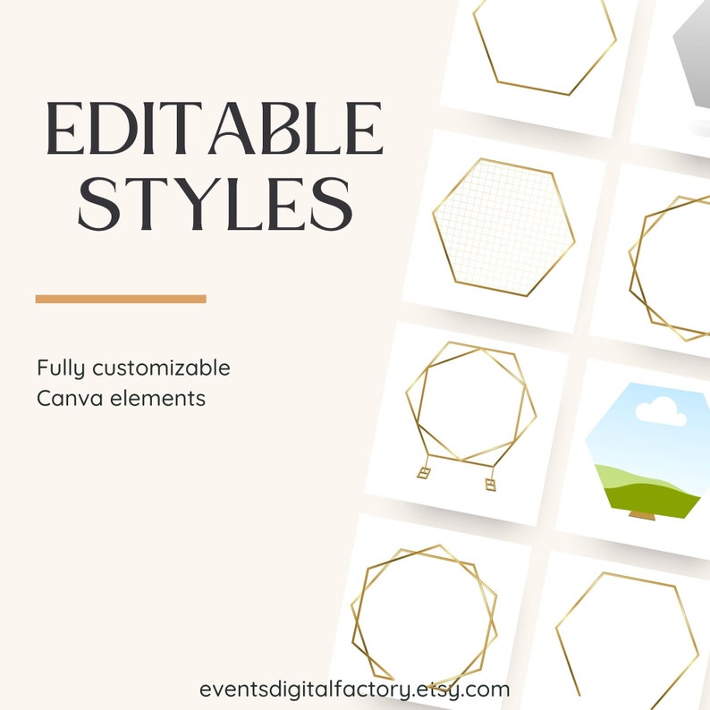 Digital Hexagonal Arch Frames for Canva, Hexagonal Event Mockups ...