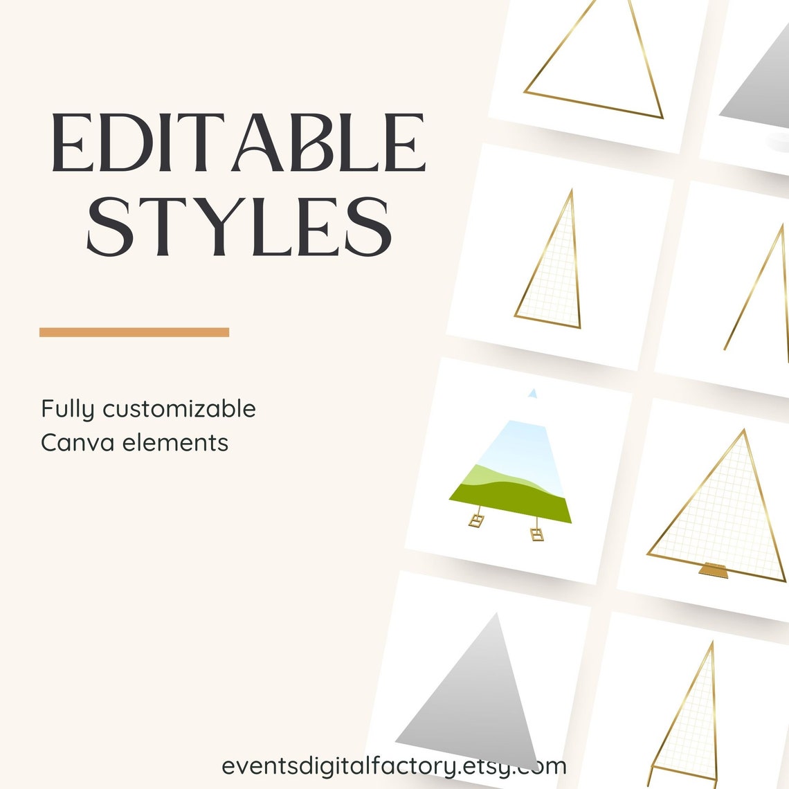 Digital Triangle Arch Frames for Canva, Triangle Event Mockups ...