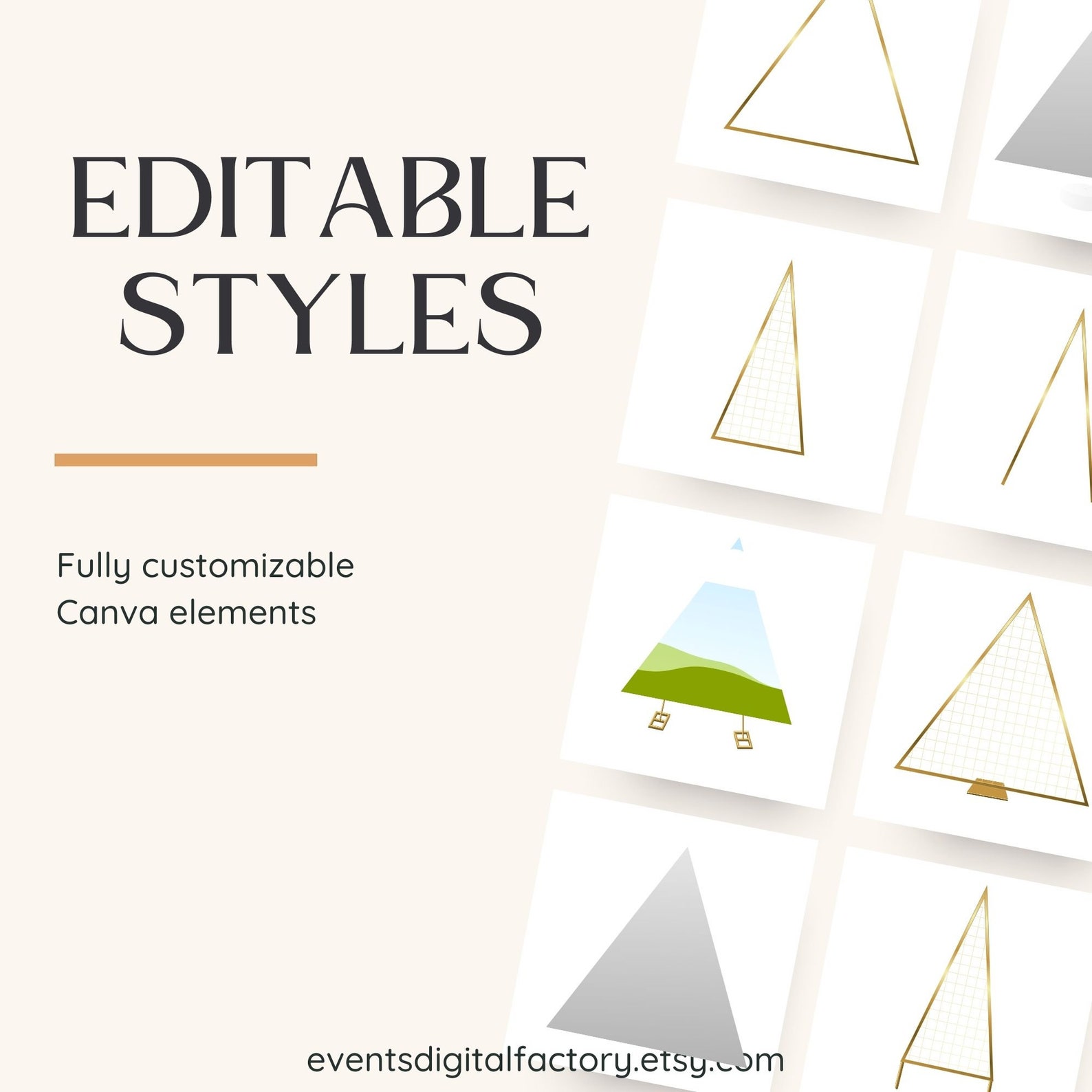 Digital Triangle Arch Frames for Canva, Triangle Event Mockups ...