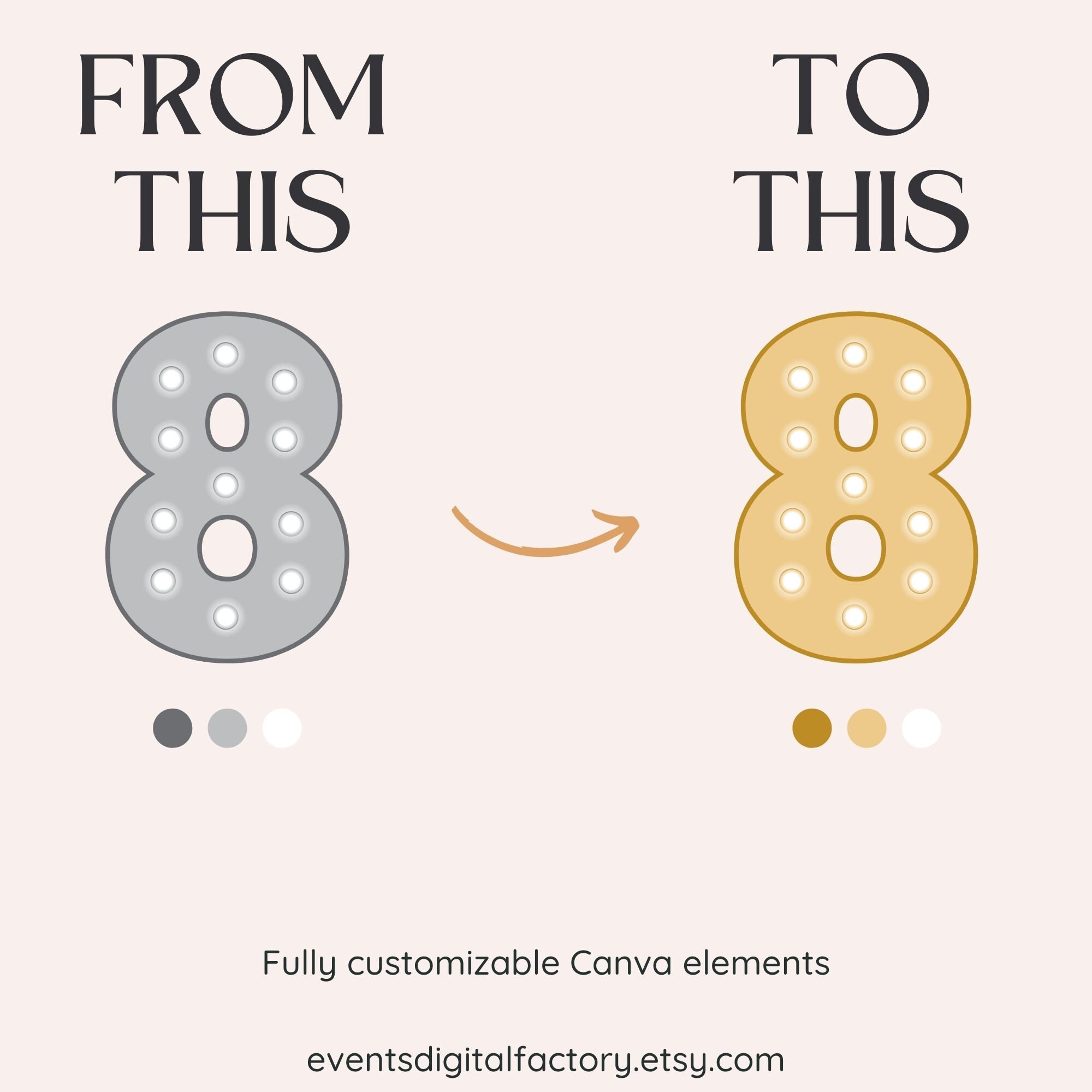 Digital Marquee Letters & Numbers Canva Elements, Digital Marquee ...