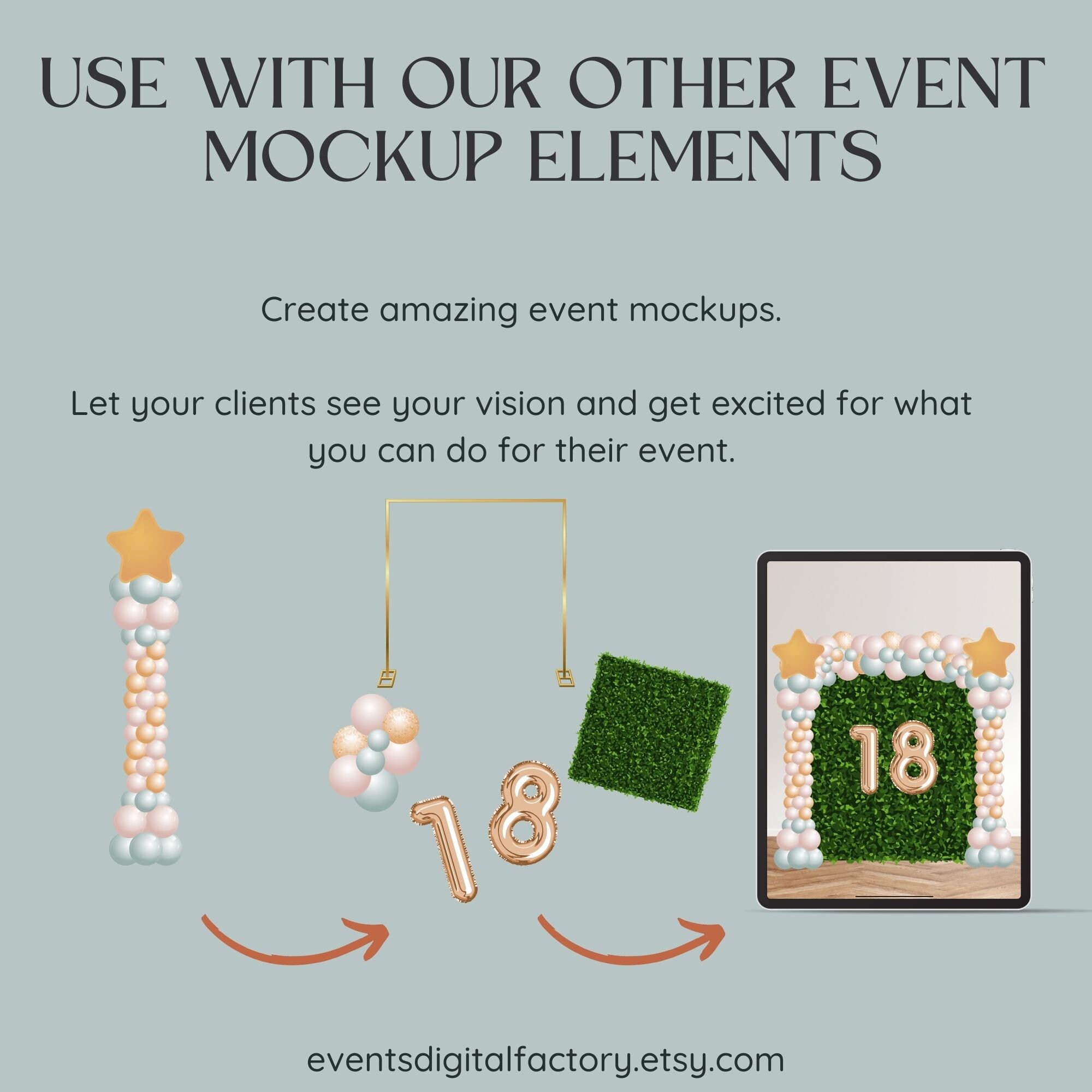 Digital Balloon Column Mockups, Balloons Canva Template, Event Styling ...