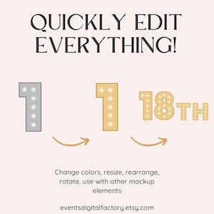 Digital Marquee Letters & Numbers Canva Elements, Digital Marquee ...