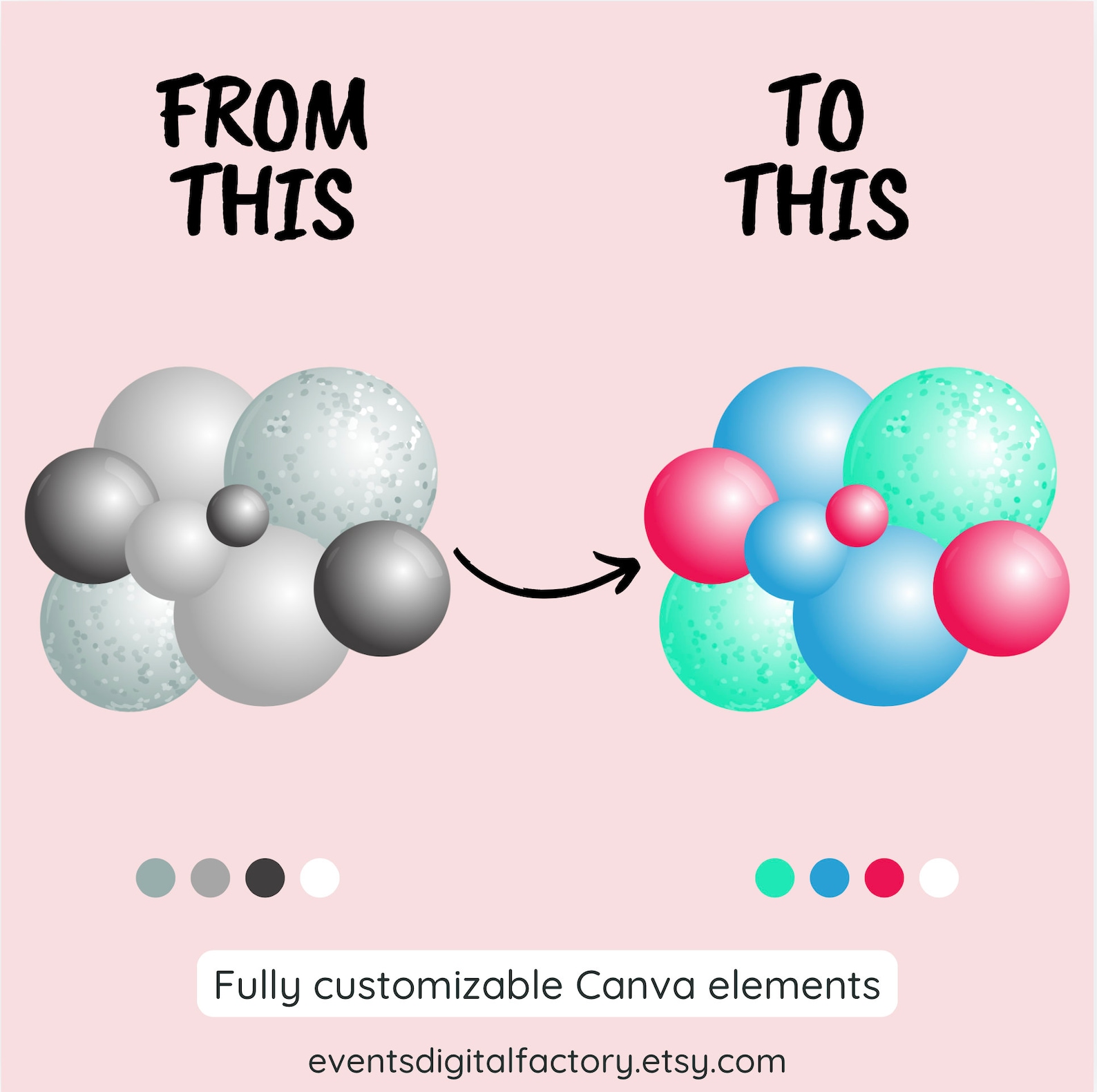 Balloon Canva Template, Digital Balloon Clusters, Party Event Stylist ...