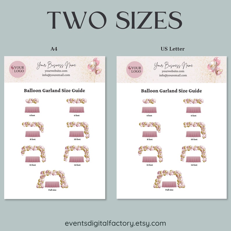 Balloon Garland Size Guide Template , Balloons Canva Template, Garland ...