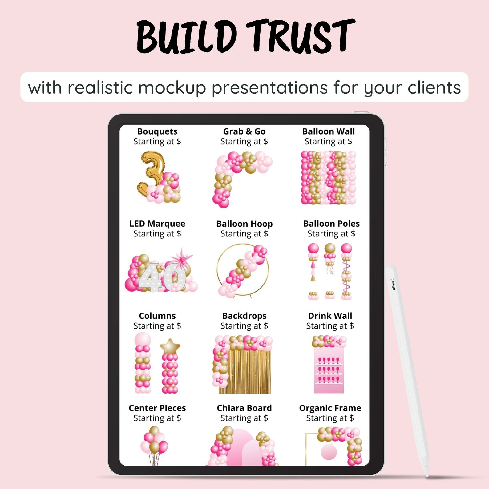 Pink Balloon Menu,balloon Price Menu, Balloon Menu Mockup, Canva ...