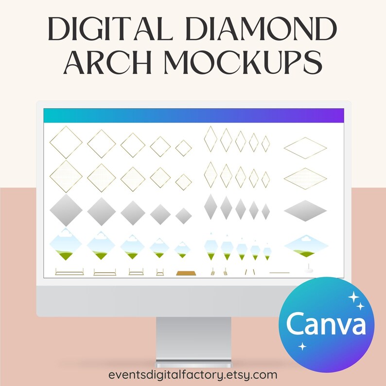 Digital Diamond Arch Frames for Canva, Diamond Arch Mockups, Arch ...