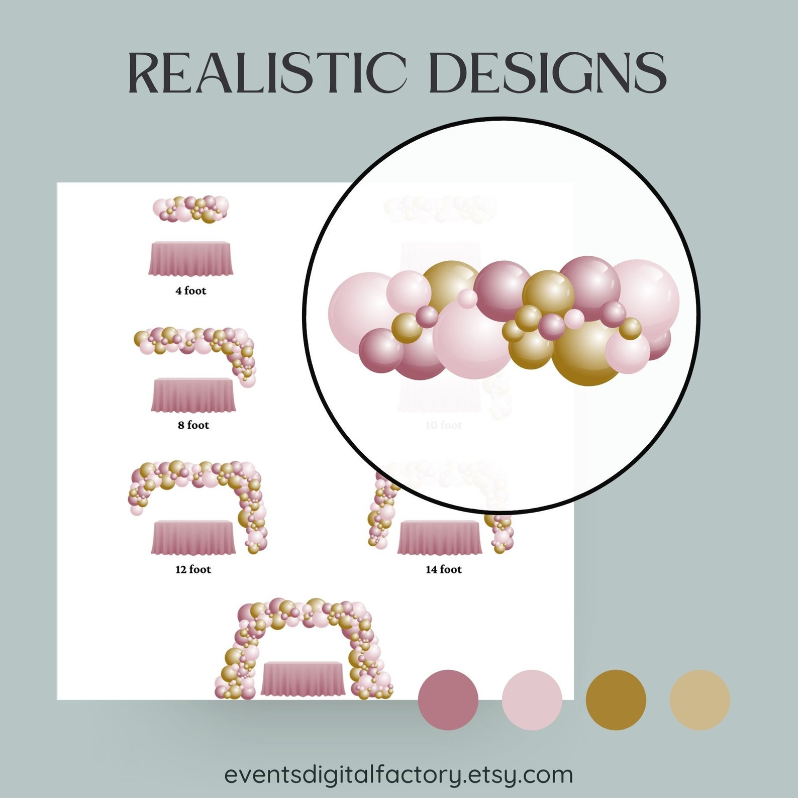 Balloon Garland Size Guide Template , Balloons Canva Template, Garland ...