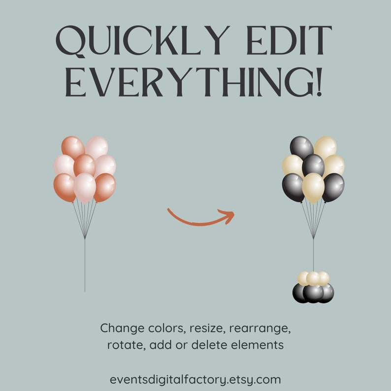 Digital Balloon Bouquet Mockups, Balloons Canva Template Balloon Artist ...