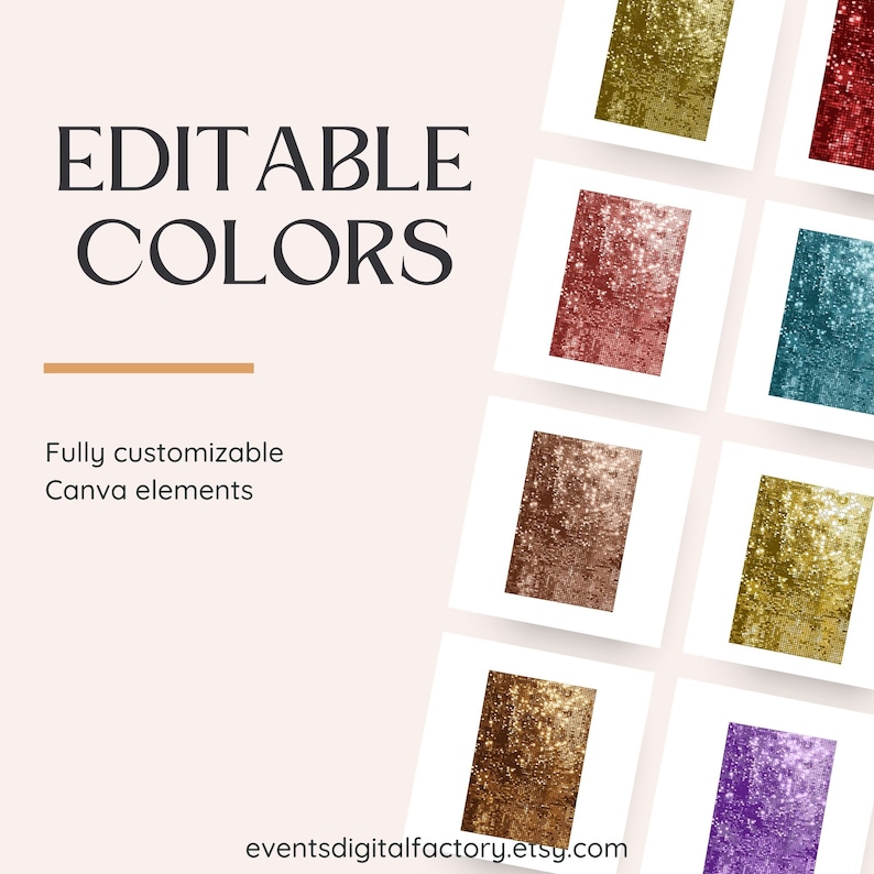 Digital Sequin Backdrop, Event Backdrop Canva Template, Sequin Curtain ...