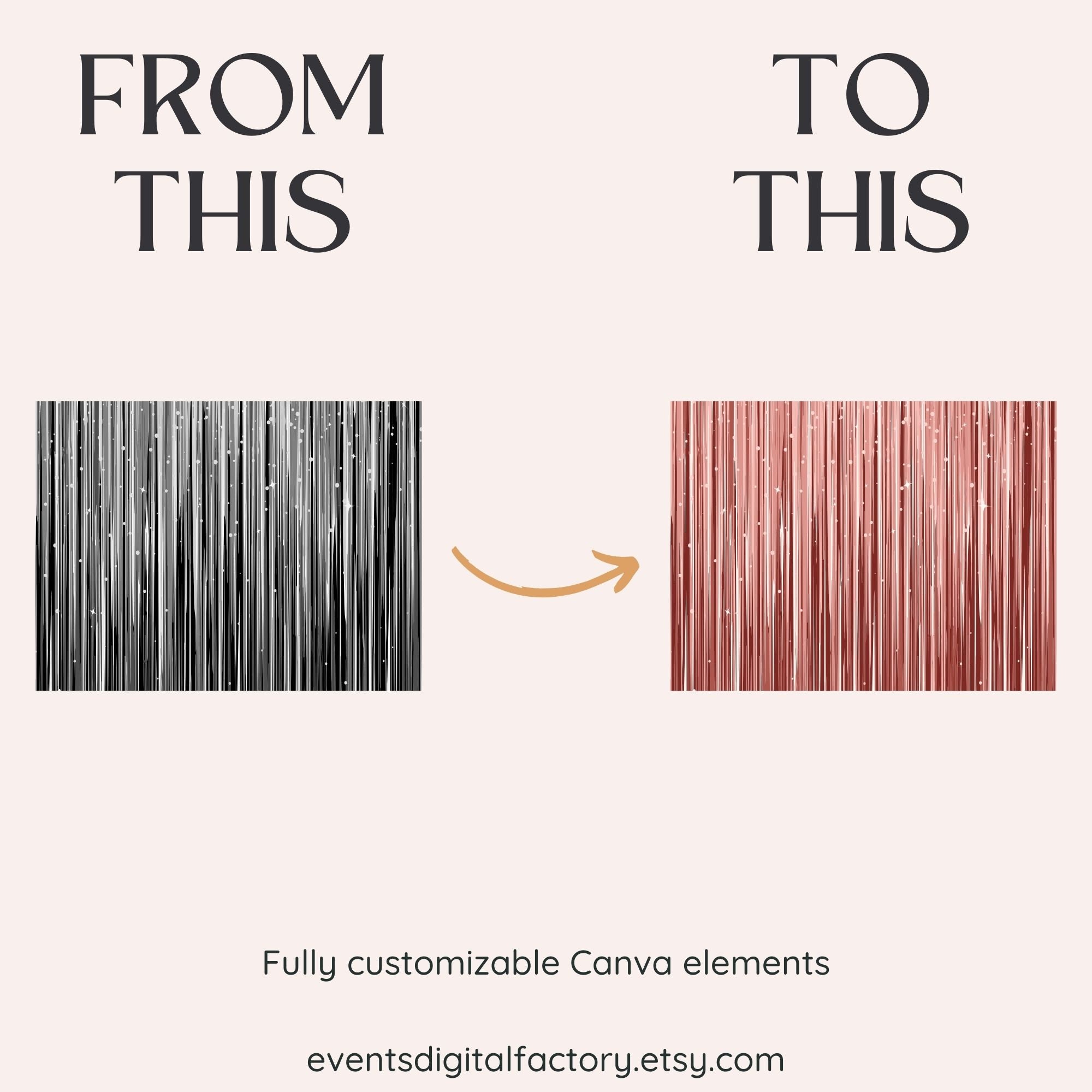Tinsel Digital Curtain Backdrop, Event Backdrop Canva Template, Tinsel ...
