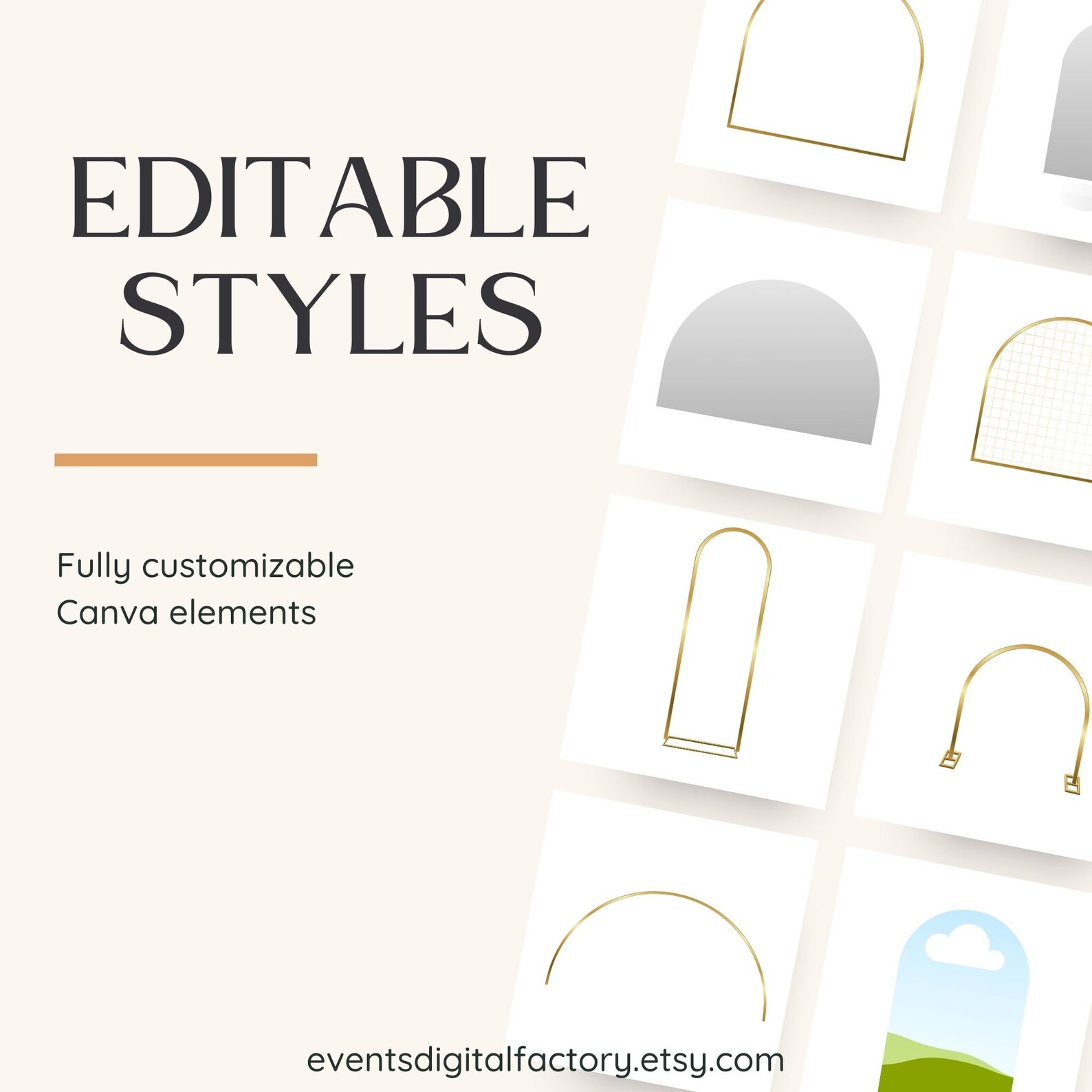 Digital Arch Frames for Canva, Digital Arch Mockups, Arch Backdrop ...