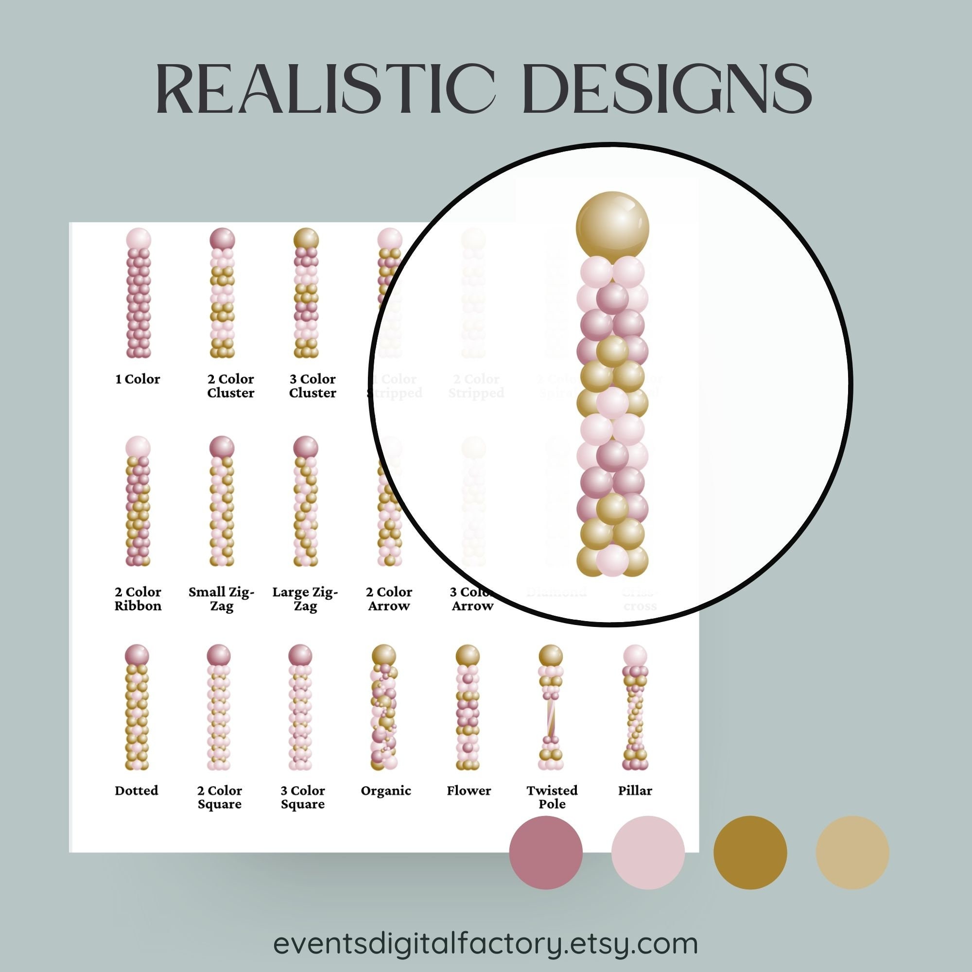 Balloon Arch & Balloon Column Pattern Sheet Template , Balloons Canva ...